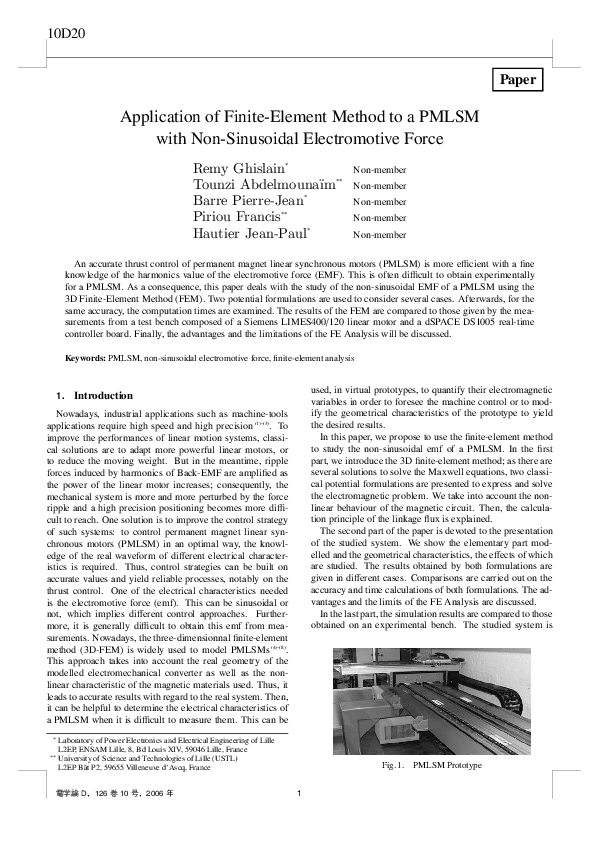 (PDF) Application of Finite-Element Method to a PMLSM with Non ...