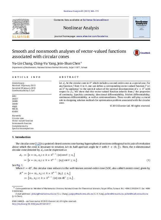 (PDF) Smooth and nonsmooth analyses of vector-valued functions associated with circular cones