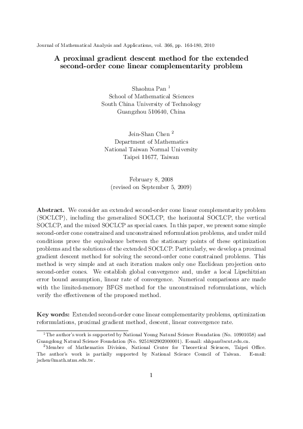 Pdf A Proximal Gradient Descent Method For The Extended Second Order