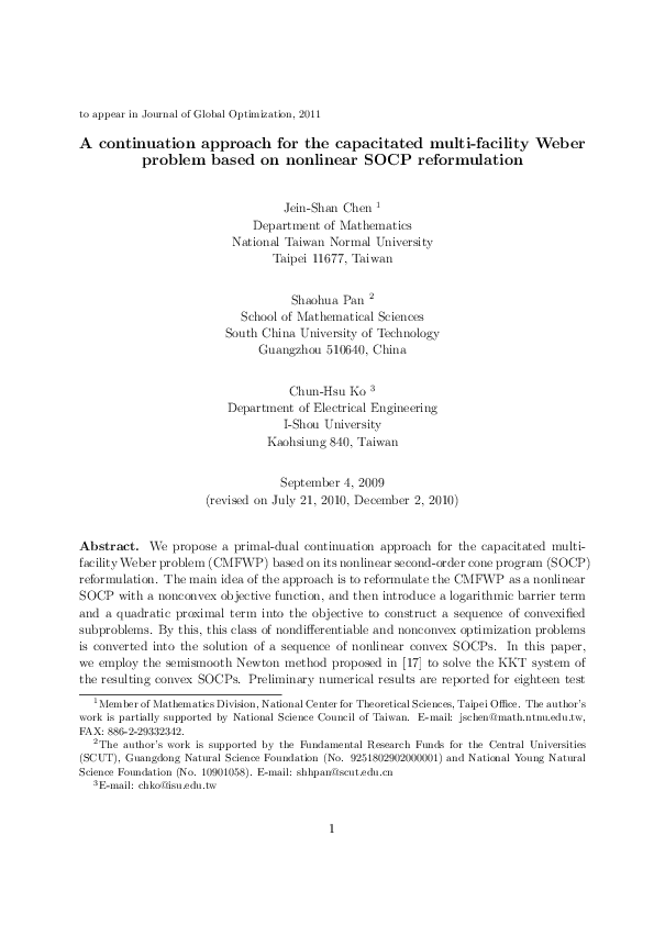 Pdf A Continuation Approach For The Capacitated Multi Facility Weber
