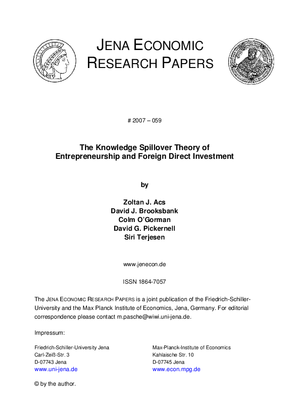 (PDF) The knowledge spillover theory of entrepreneurship