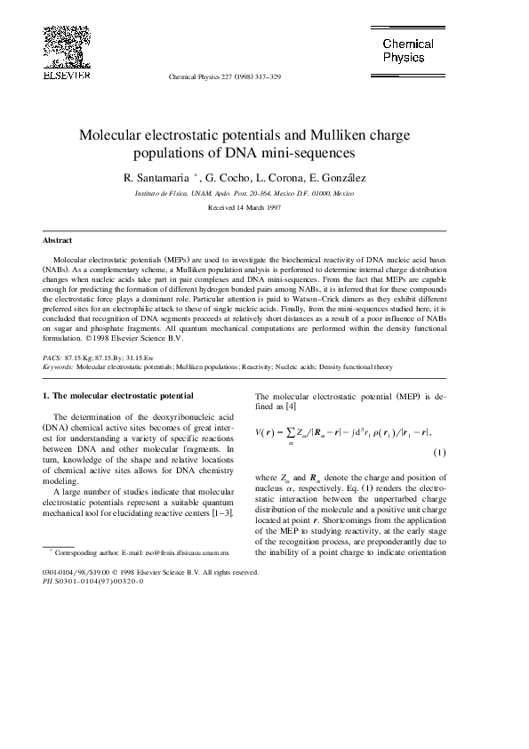 (PDF) Molecular electrostatic potentials and Mulliken charge ...