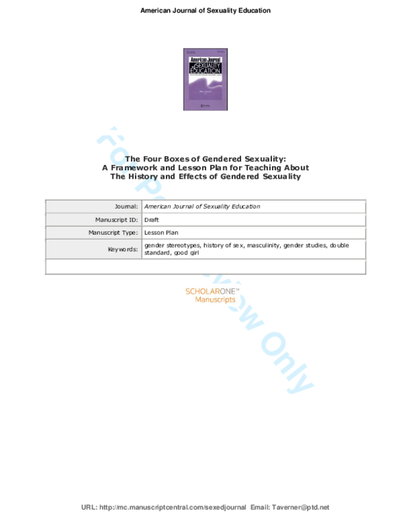 (PDF) The Four Boxes of Gendered Sexuality: A Framework and Lesson Plan ...