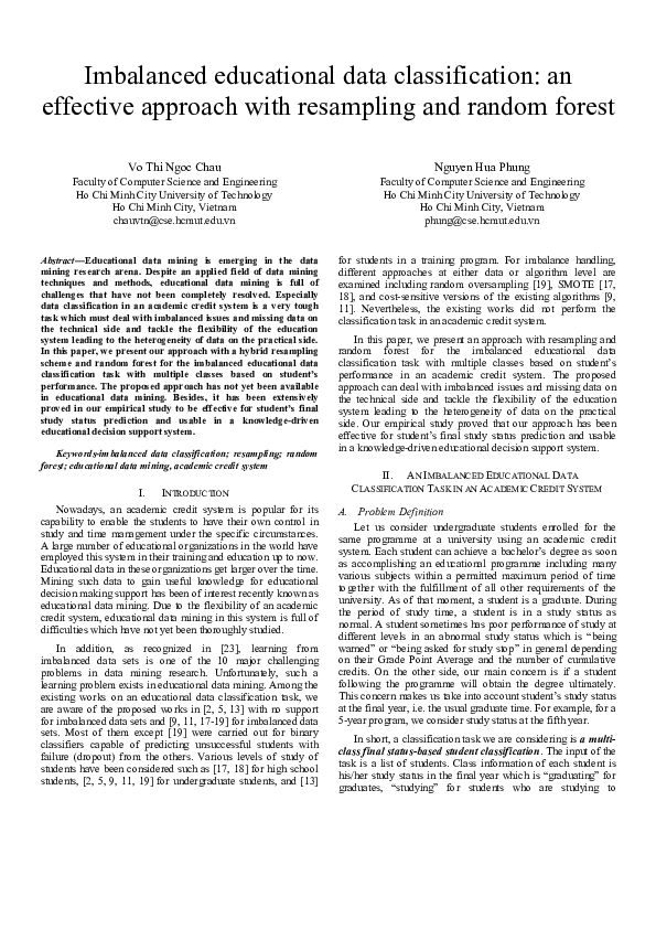 (PDF) Imbalanced educational data classification: An effective approach with resampling and ...