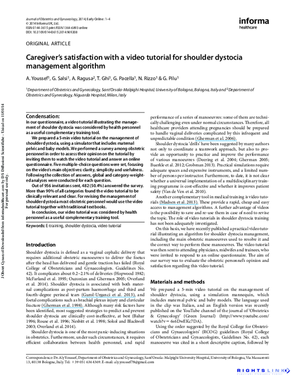 (PDF) Caregiver's satisfaction with a video tutorial for shoulder ...