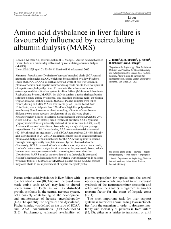 (PDF) Amino acid dysbalance in liver failure is favourably influenced ...