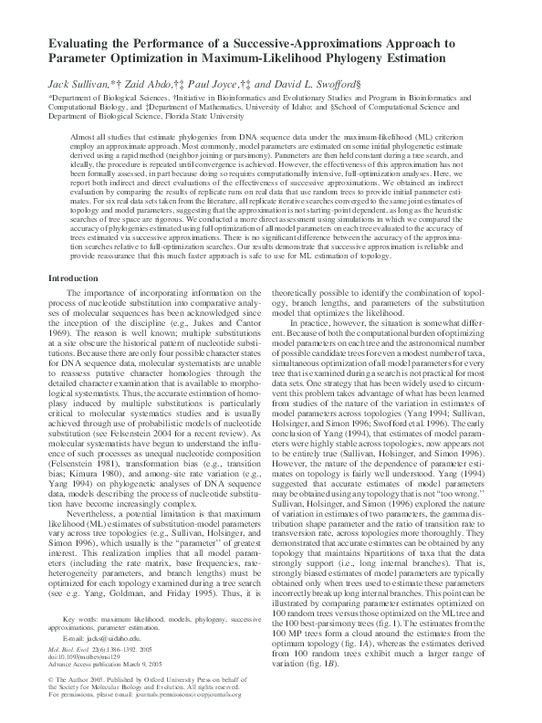 (PDF) Evaluating the Performance of a Successive-Approximations Approach to Parameter ...