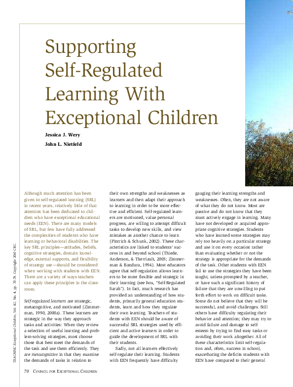 (PDF) Supporting Self-Regulated Learning With Exceptional Children