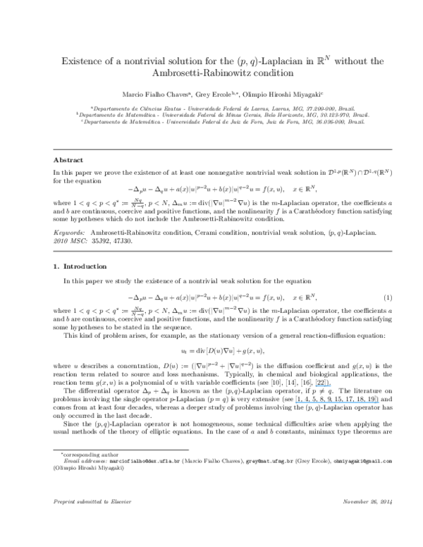 (PDF) Existence of a nontrivial solution for a (p,q)-Laplacian equation with p-critical exponent ...