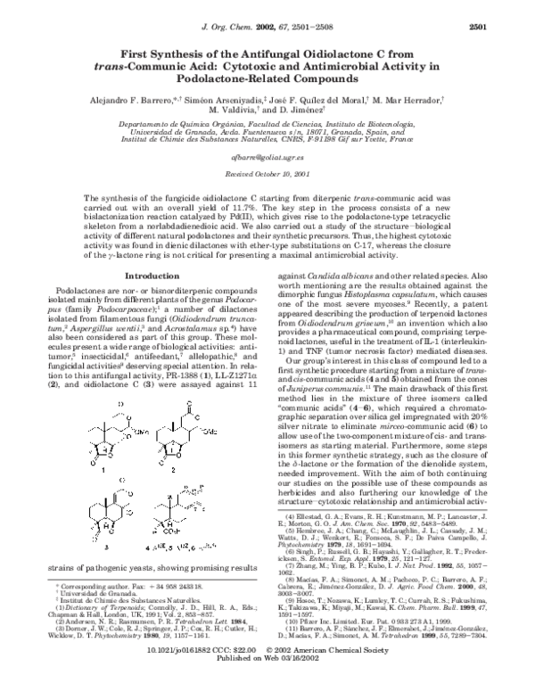 (PDF) ChemInform Abstract: First Synthesis of the Antifungal ...
