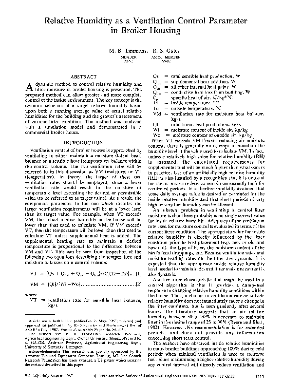 (PDF) Relative Humidity as a Ventilation Control Parameter in Broiler ...