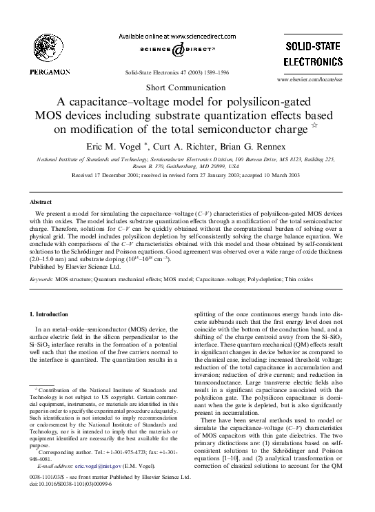 (PDF) A capacitance–voltage model for polysilicon-gated MOS devices ...
