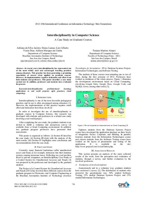 (PDF) Interdisciplinarity in computer science: A case study on graduate ...