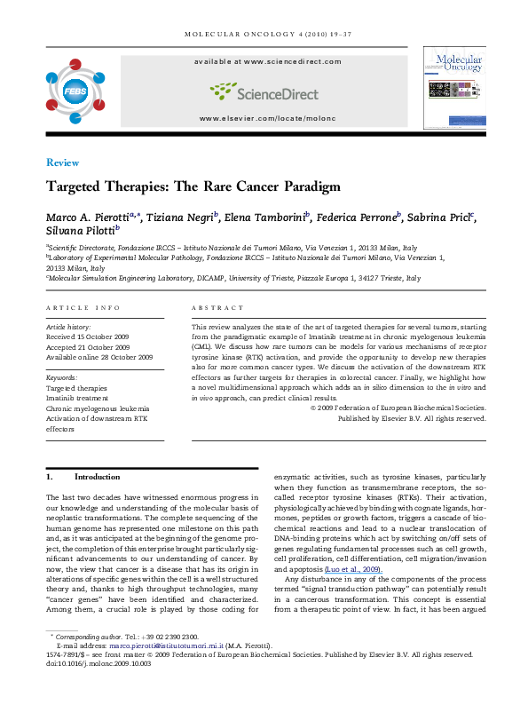 (PDF) Targeted Therapies: The Rare Cancer Paradigm