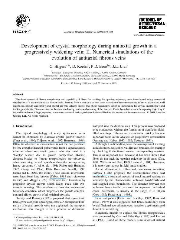 (PDF) Development of crystal morphology during unitaxial growth in a progressively widening vein ...