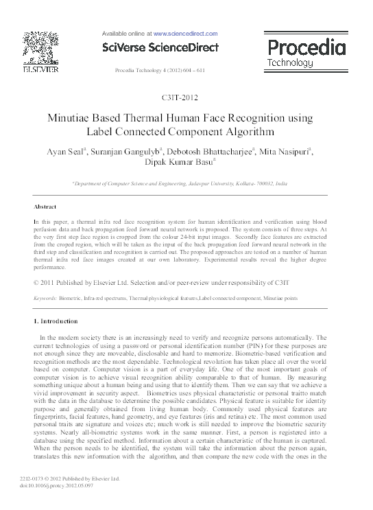 (PDF) Minutiae Based Thermal Human Face Recognition using Label ...