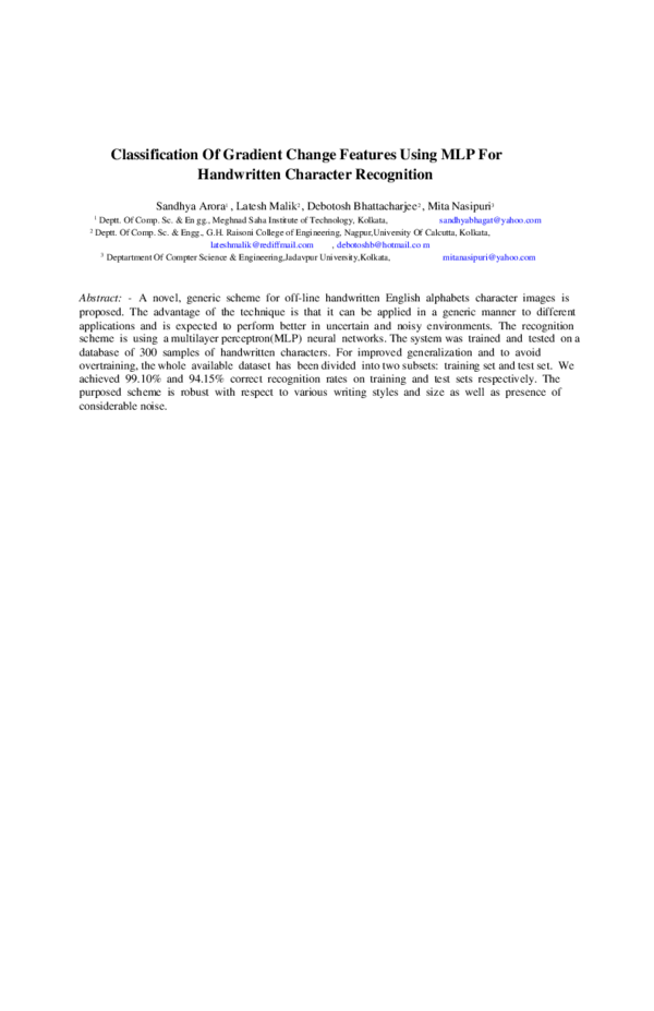 (PDF) Classification of gradient change features using MLP for ... (PDF) Classification of gradient change features using MLP for ...