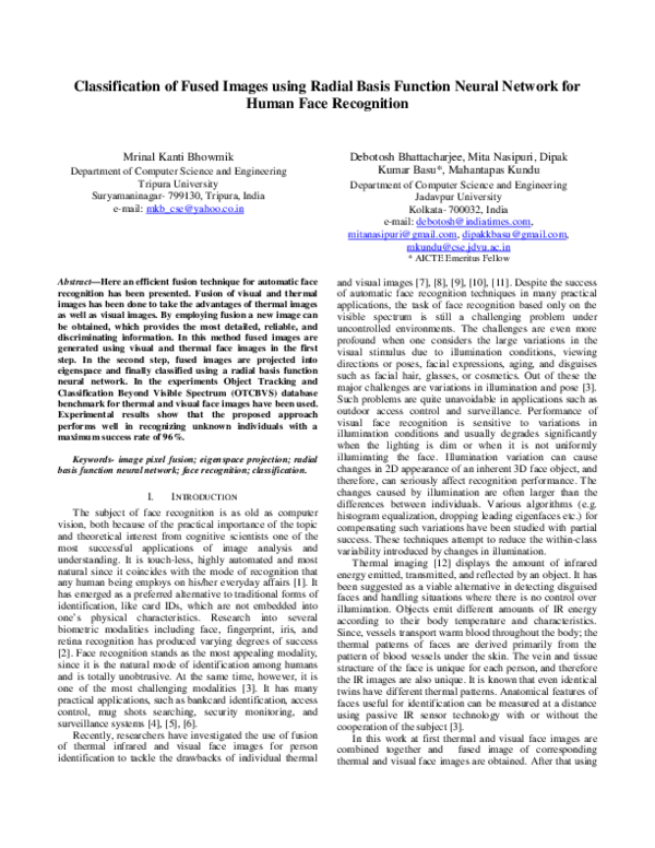 Pdf Classification Of Fused Images Using Radial Basis Function Neural