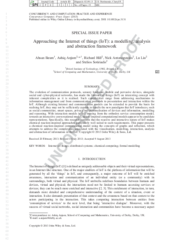 (PDF) Approaching the internet of things (IoT): A modelling, analysis and abstraction framework