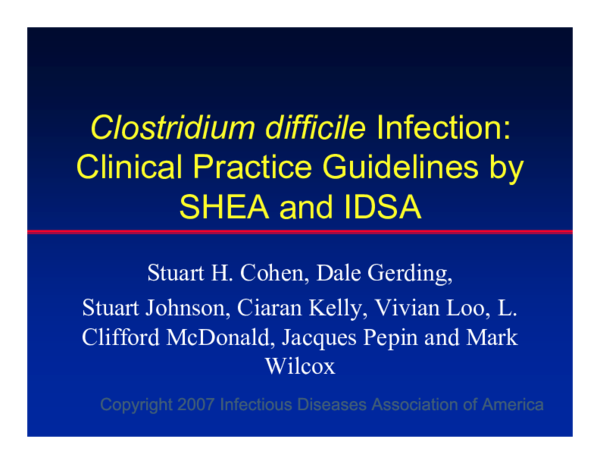 (PDF) Clostridium difficile Infection: Clinical Practice Guidelines by ...