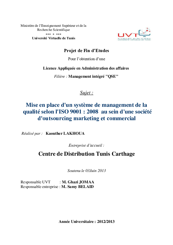 (PDF) Projet de Fin d'Etudes