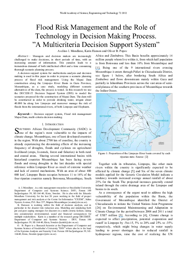 (PDF) Flood Risk Management and the Role of Technology in Decision ...