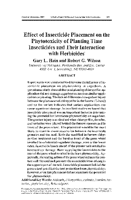 (PDF) Effect of Insecticide Placement on the Phytotoxicity of Planting ...