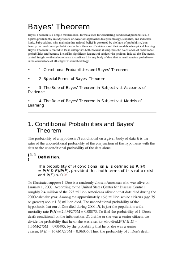 (DOC) Bayes' Theorem