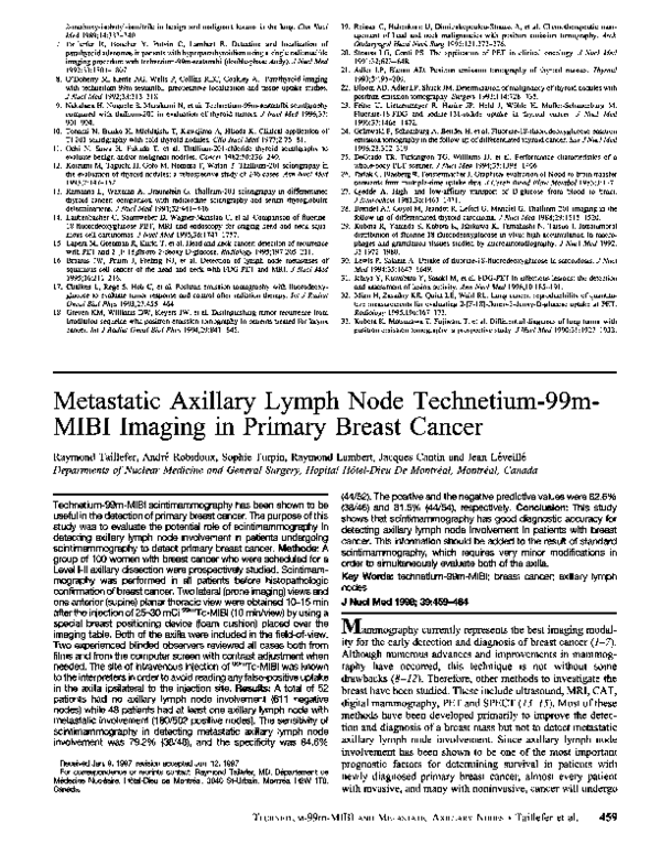 (PDF) Metastatic axillary lymph node technetium-99m-MIBI imaging in ...