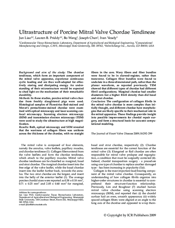 (PDF) Ultrastructure of porcine mitral valve chordae tendineae