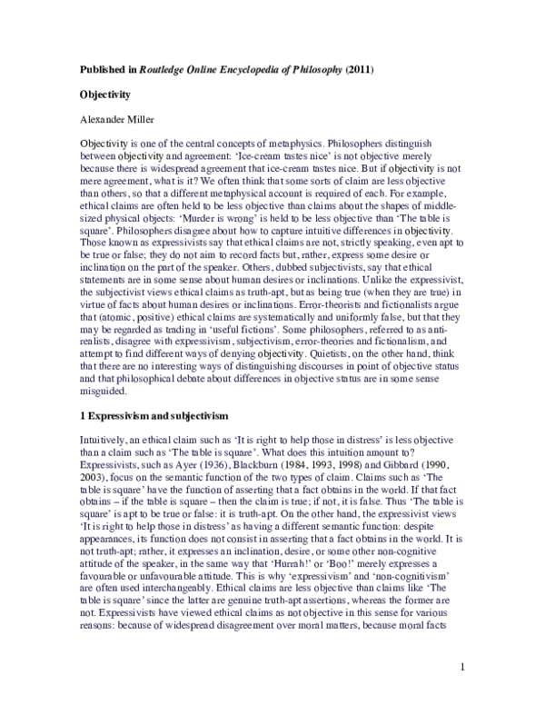 (PDF) Objectivity (2011)