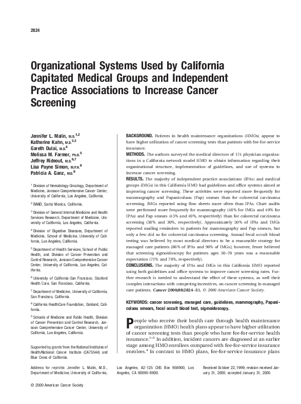 (PDF) Organizational systems used by California capitated medical ...