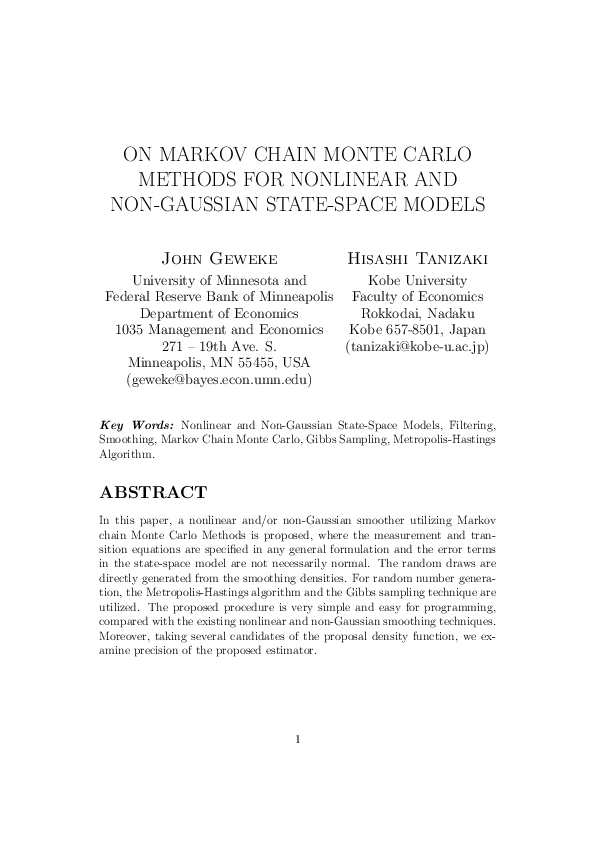 Pdf On Markov Chain Monte Carlo Methods For Nonlinear And Non