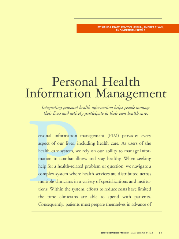 (PDF) Personal health information management