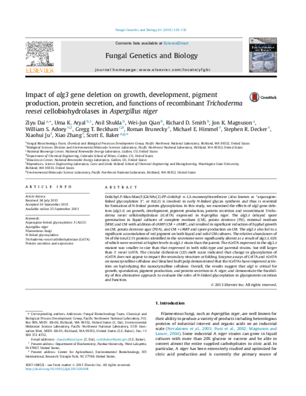 (PDF) Impact of alg3 gene deletion on growth, development, pigment ...
