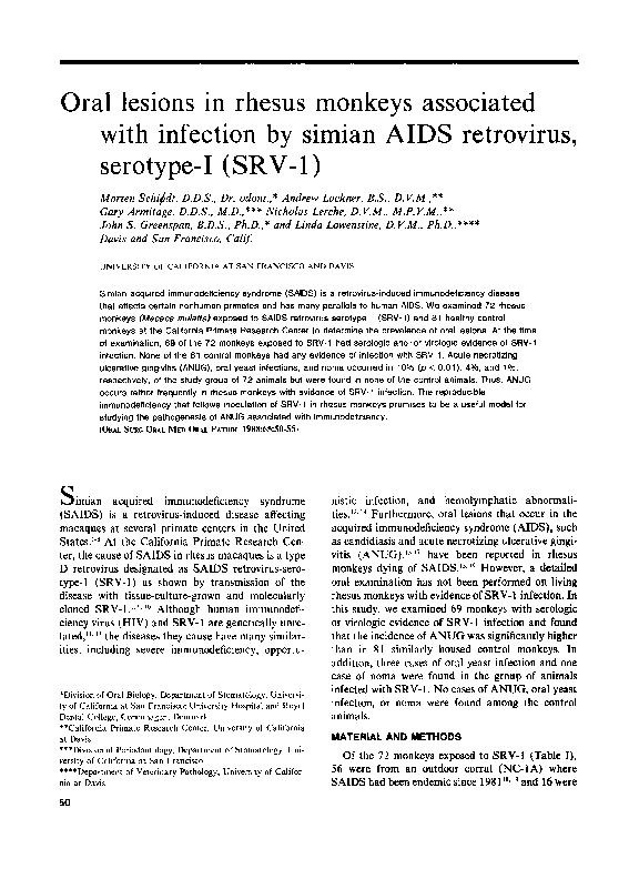 (PDF) Oral lesions in rhesus monkeys associated with infection by ...