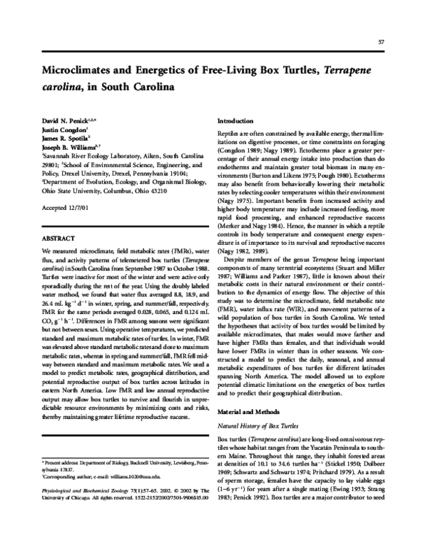 (PDF) Microclimates and Energetics of Free-Living Box Turtles, [ITAL ...