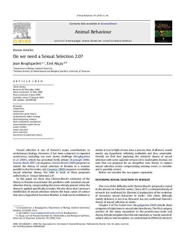 Pdf Do We Need A Sexual Selection 20 