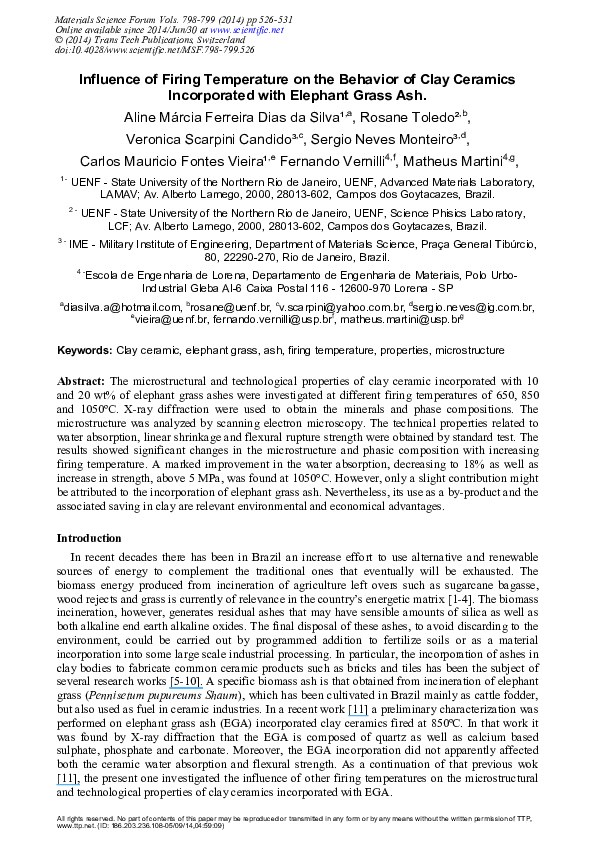 (PDF) Influence of Firing Temperature on the Behavior of Clay Ceramics Incorporated with ...