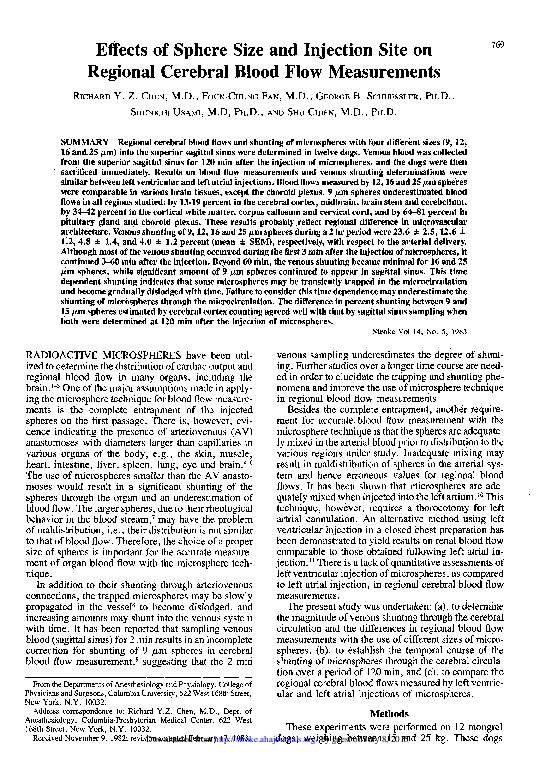(PDF) Effects of Sphere Size and Injection Site on Regional Cerebral ...