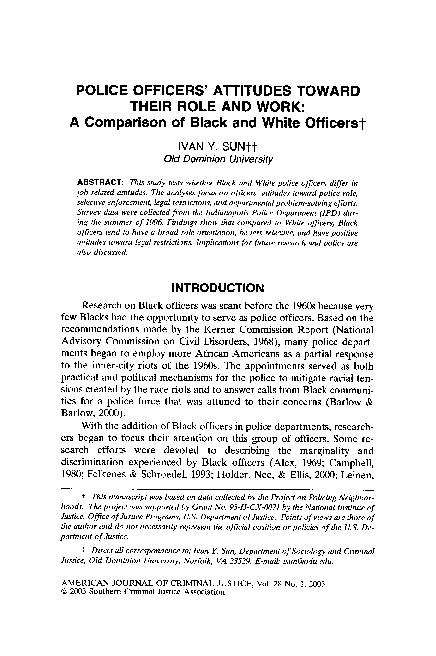 (PDF) Police officers’ attitudes toward their role and work: A ...