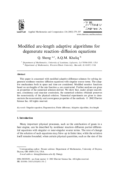 (PDF) Modified arc-length adaptive algorithms for degenerate reaction ...