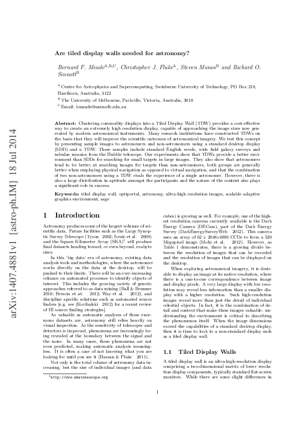 (PDF) Are Tiled Display Walls Needed for Astronomy?