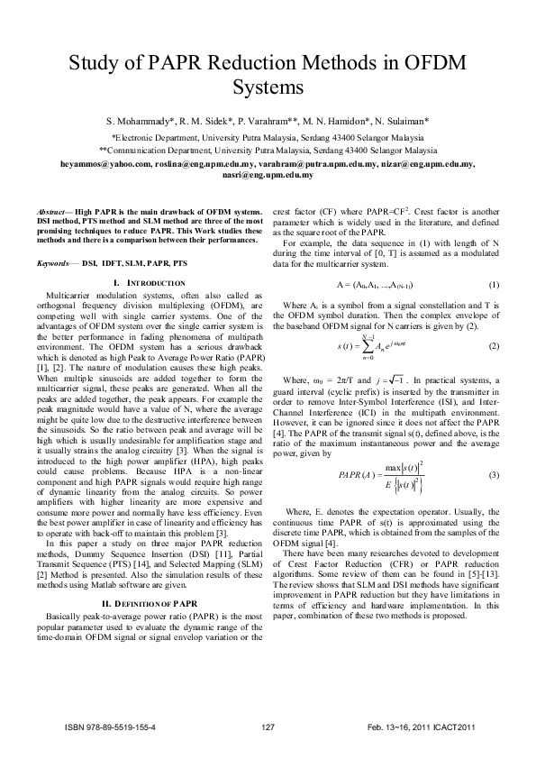 (PDF) A new DSI-SLM method for PAPR reduction in OFDM systems