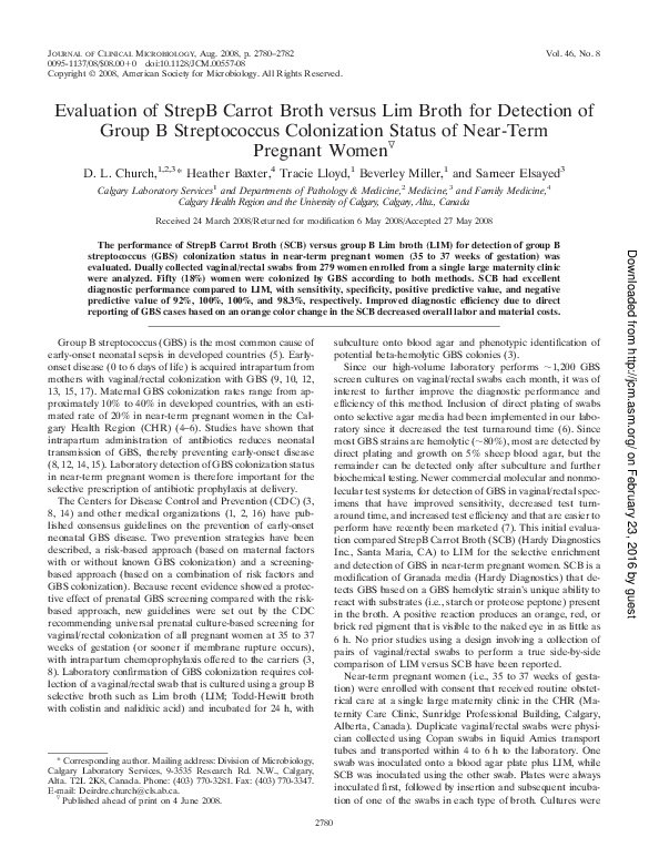 (PDF) Evaluation of StrepB Carrot Broth versus Lim Broth for Detection ...