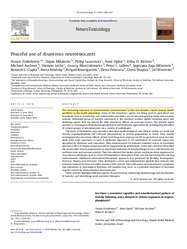 (PDF) Peaceful use of disastrous neurotoxicants