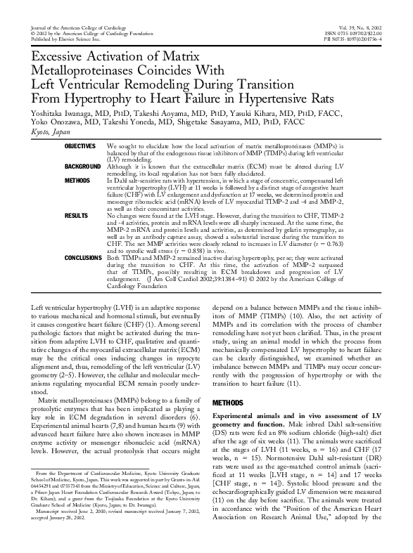(PDF) Excessive activation of matrix metalloproteinases coincides with ...