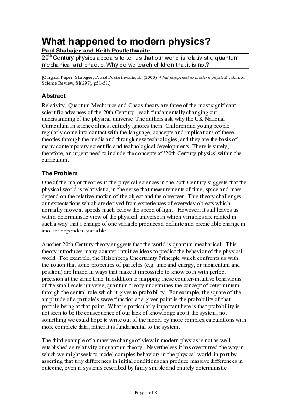 (PDF) What happened to modern physics?