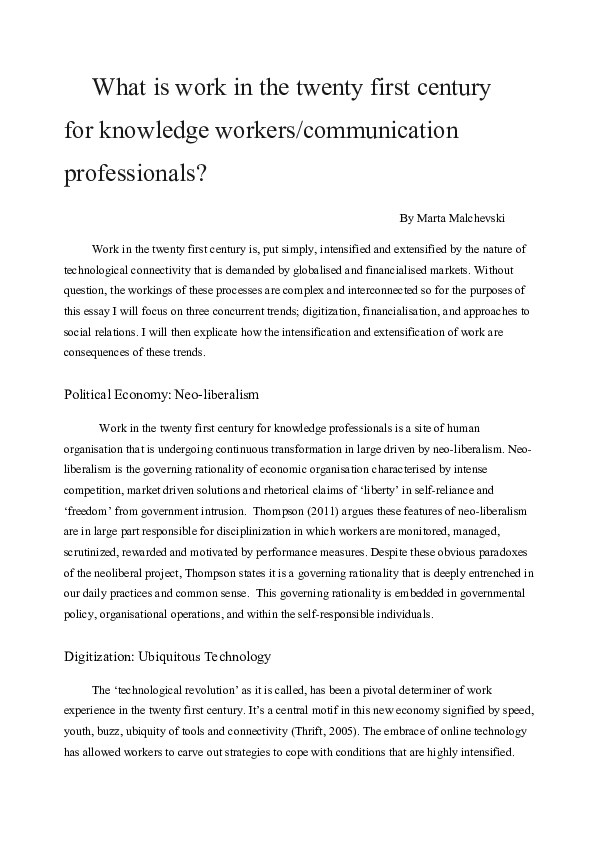 (PDF) Intensification and Extensification: Work in the Creative Economy