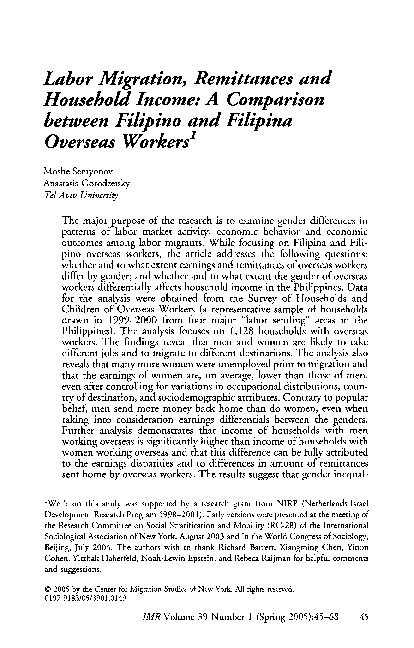 (PDF) Labor Migration, Remittances and Household Income: A Comparison ...
